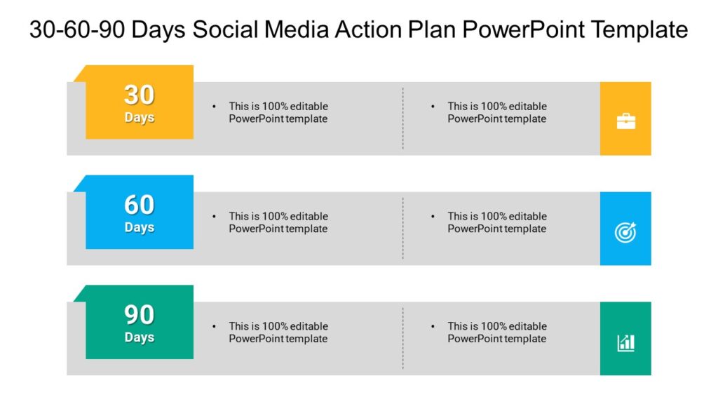 30 60 90 Days Social Media Action Plan PowerPoint Template : 100% ...