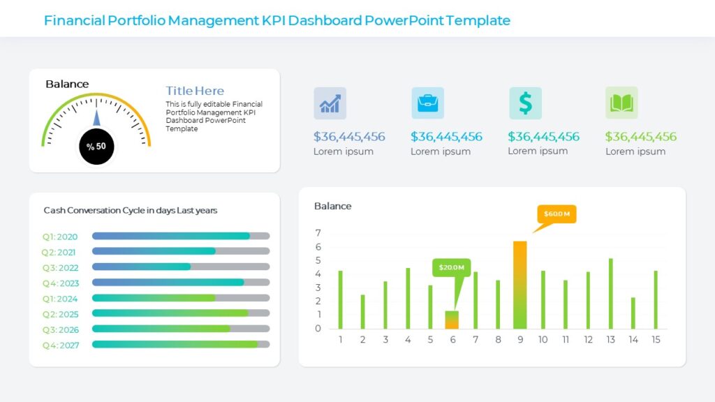 Financial Portfolio Management KPI Dashboard PowerPoint Template - PPTUniverse