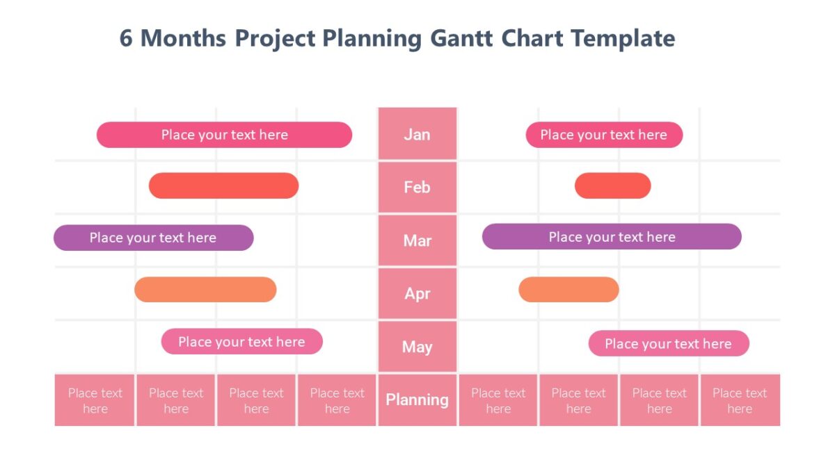 6 Months Project Planning Gantt Chart Template : 100% Editable PPTx
