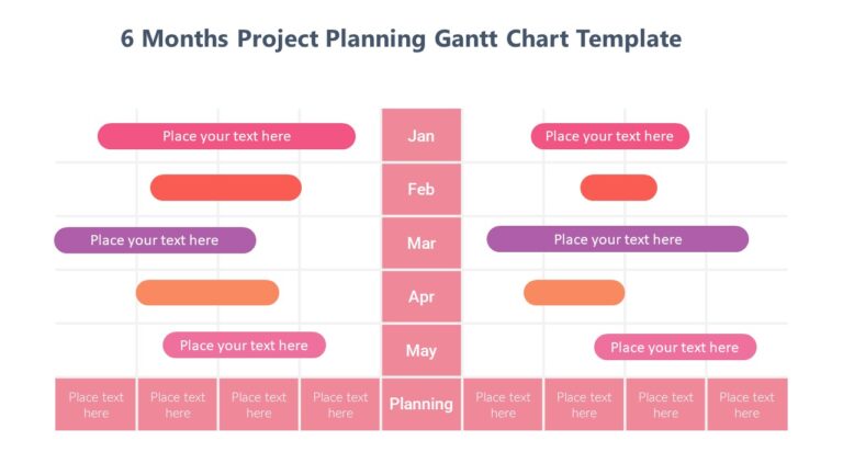 6 Months Project Planning Gantt Chart Template : 100% Editable PPTx