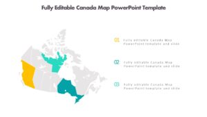 Fully Editable Canada Map For PowerPoint Template : 100% Editable PPTx