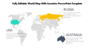 Fully Editable World Map With Countries PowerPoint Template : 100% ...