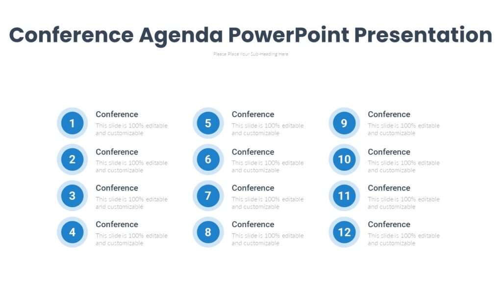 Conference Agenda PowerPoint Presentation : 100% Editable PPTx