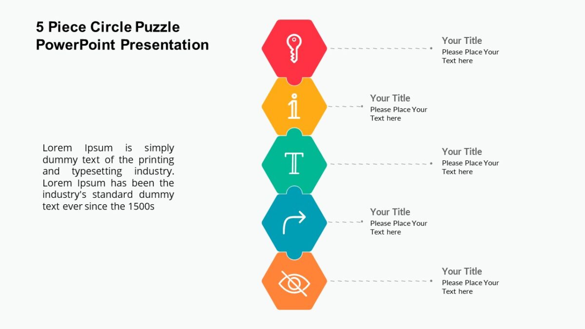 5 Piece Circle Puzzle PowerPoint Presentation : 100% Editable PPTx