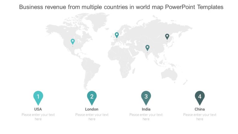 Business revenue from multiple countries in world map PowerPoint ...