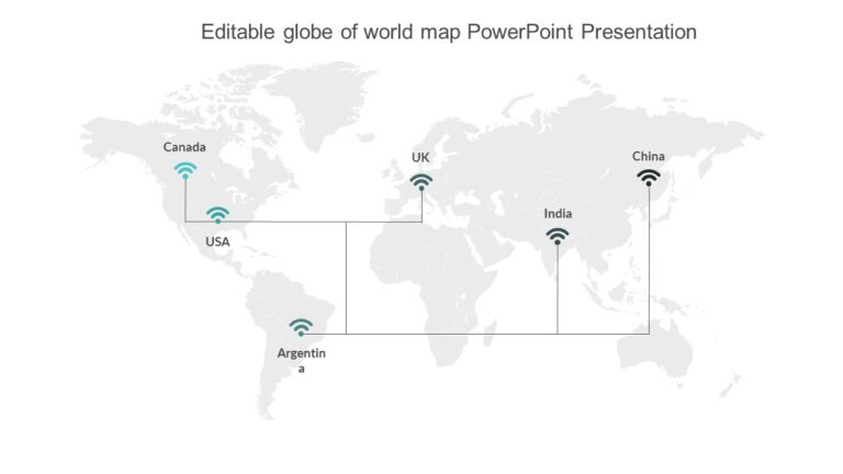 Fully Editable World Map With Countries PowerPoint Template : 100% ...