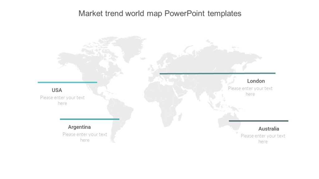 Market trend world map PowerPoint templates : 100% Editable PPTx