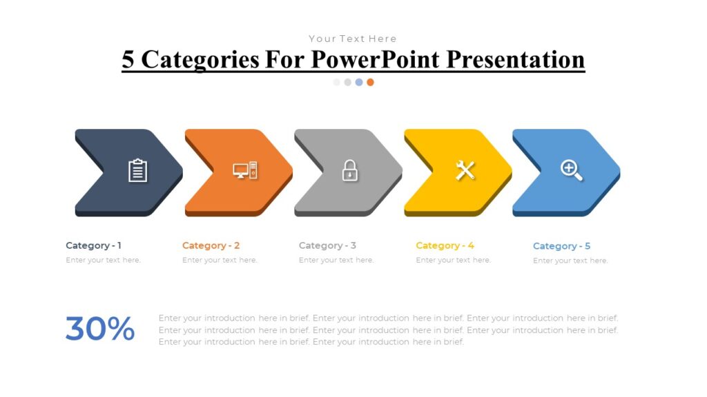 5 Categories For PowerPoint Presentation : 100% Editable PPTx