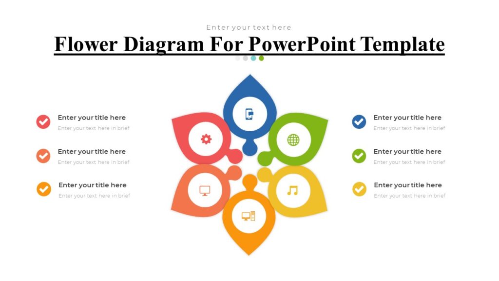 Flower Diagram For PowerPoint Template : 100% Editable PPTx