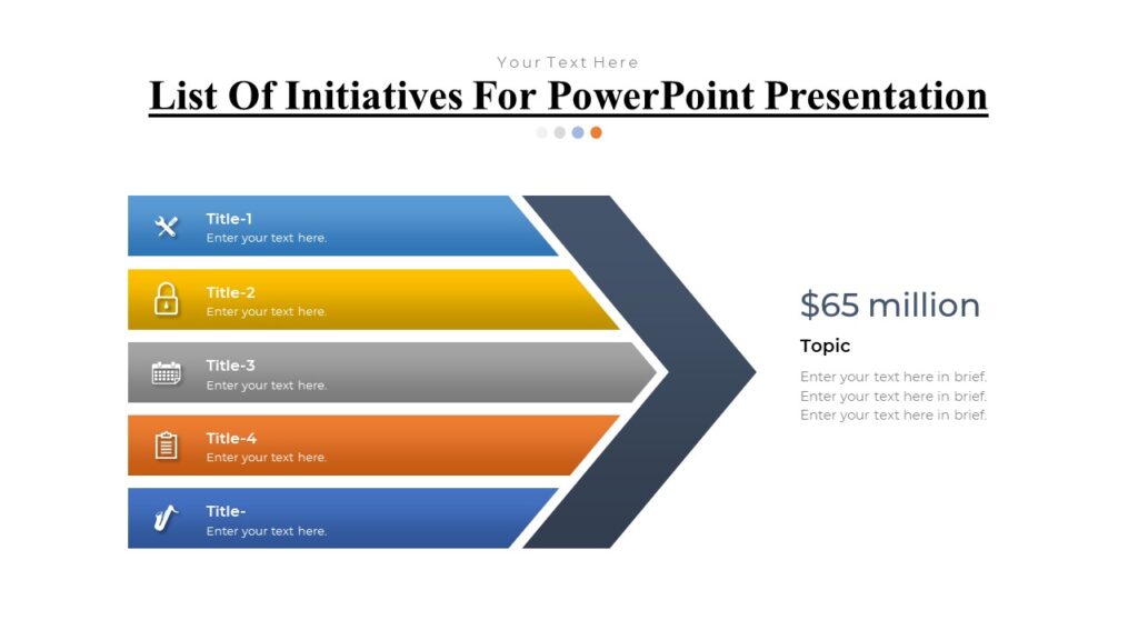 List Of Initiatives For PowerPoint Presentation : 100% Editable PPTx