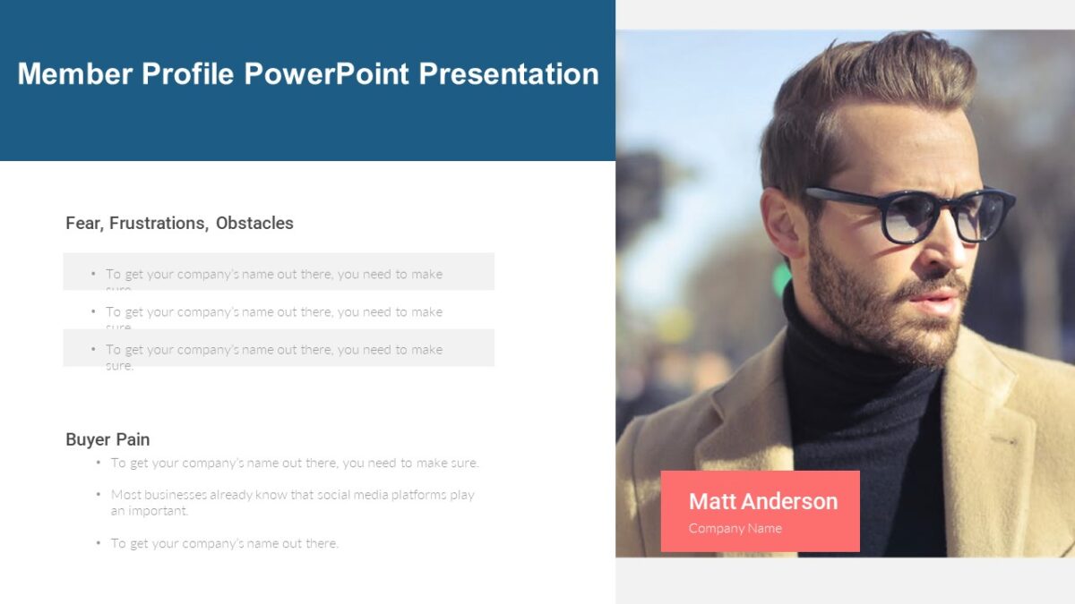Member Profile PowerPoint Presentation : 100% Editable PPTx