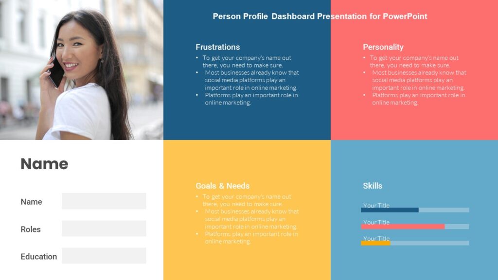 Person Profile Dashboard Presentation for PowerPoint : 100% Editable PPTx