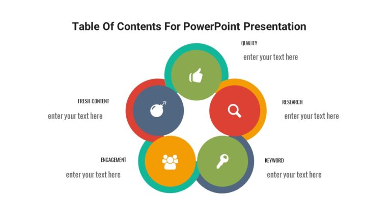 Table Of Contents For PowerPoint Presentation : 100% Editable PPTx