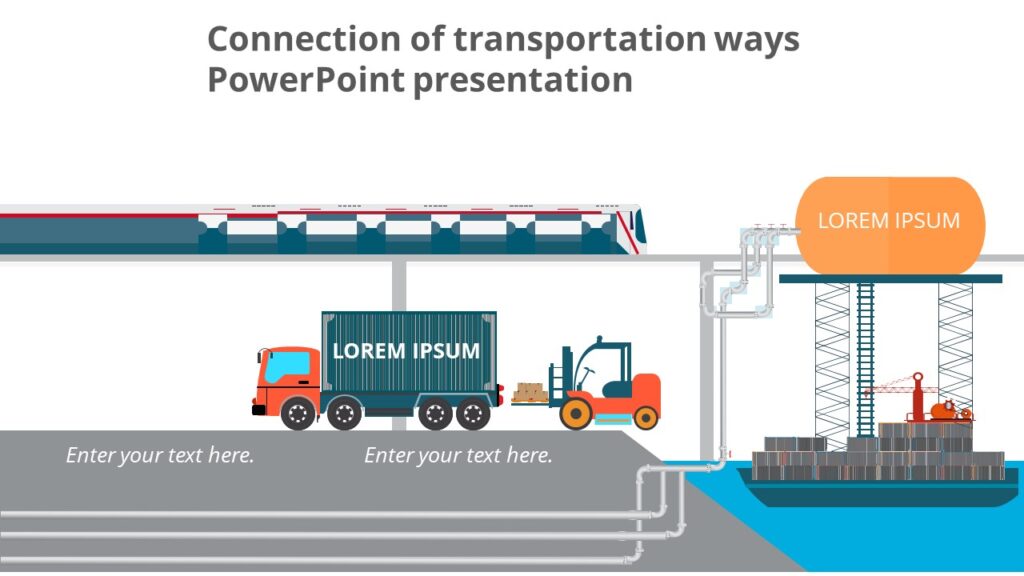 Connection of transportation ways PowerPoint presentation : 100% ...