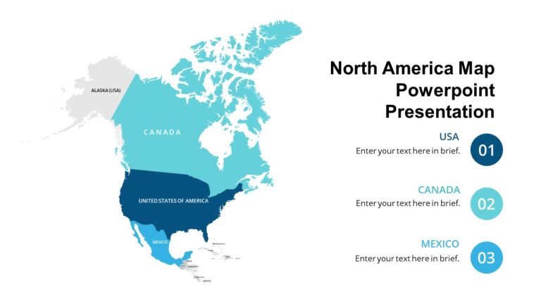 North America Map Powerpoint Presentation : 100% Editable PPTx