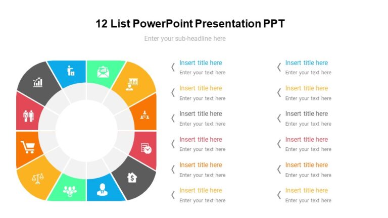 12 List PowerPoint Presentation PPT : 100% Editable PPTx