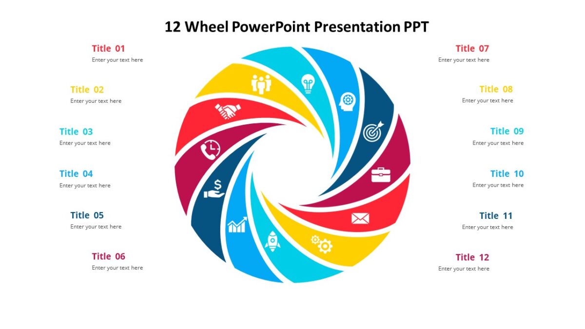 12 Wheel PowerPoint Presentation PPT : 100% Editable PPTx