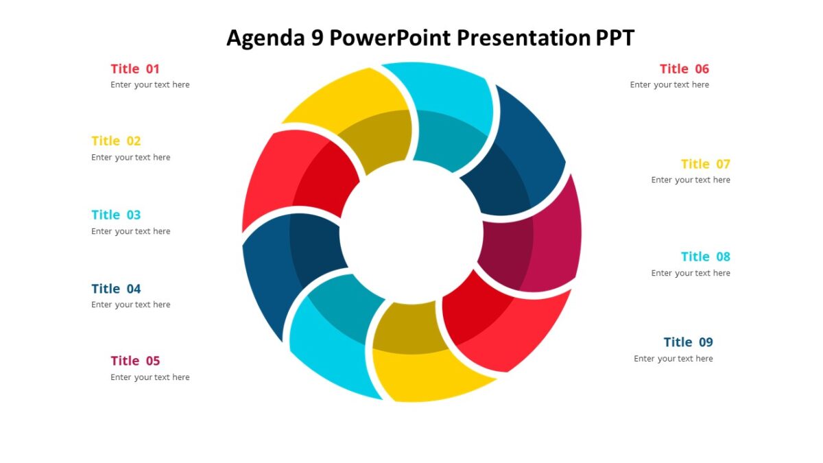 Agenda 9 PowerPoint Presentation PPT : 100% Editable PPTx