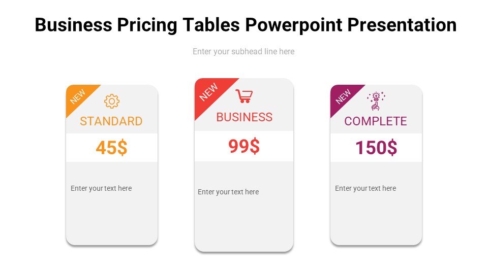 Business Pricing Tables Powerpoint Presentation - PPTUniverse