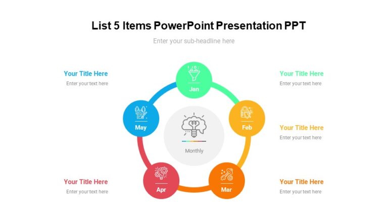 List 5 Items PowerPoint Presentation PPT : 100% Editable PPTx