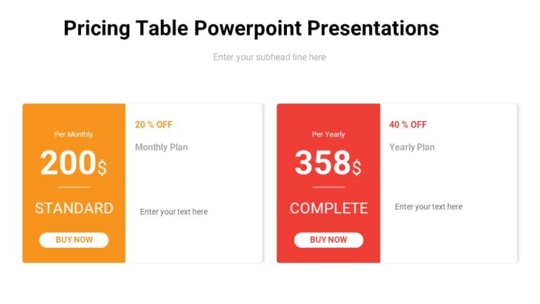 Pricing Table Powerpoint Presentations - PPTUniverse