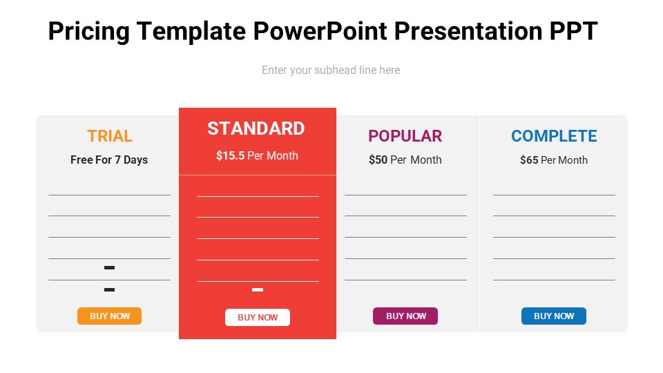 Pricing Template PowerPoint Presentation PPT - PPTUniverse