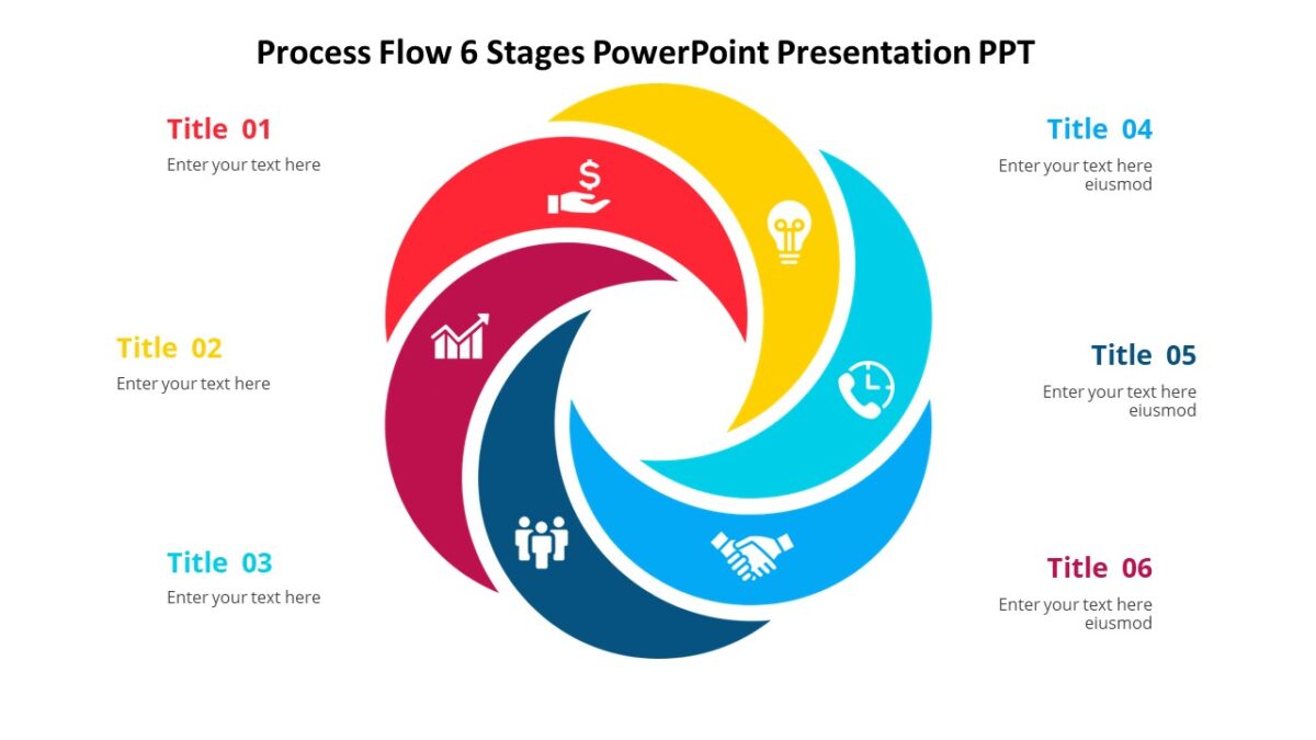 Process Flow 6 Stages PowerPoint Presentation PPT : 100% Editable PPTx