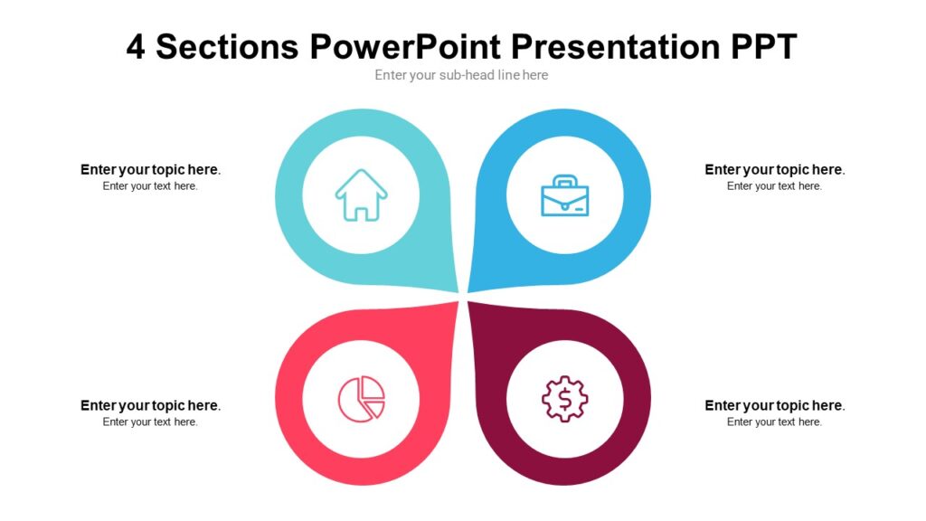 4 Sections PowerPoint Presentation PPT : 100% Editable PPTx