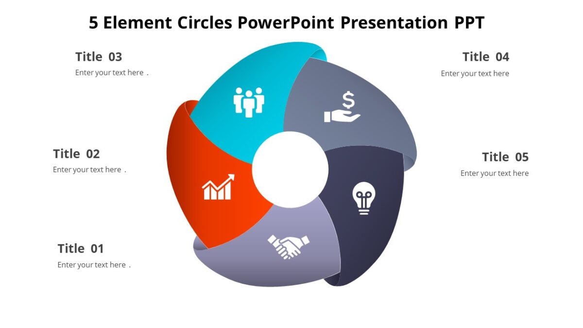 5 Element Circles PowerPoint Presentation PPT : 100% Editable PPTx
