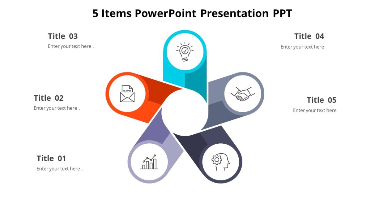 5 Items PowerPoint Presentation PPT : 100% Editable PPTx