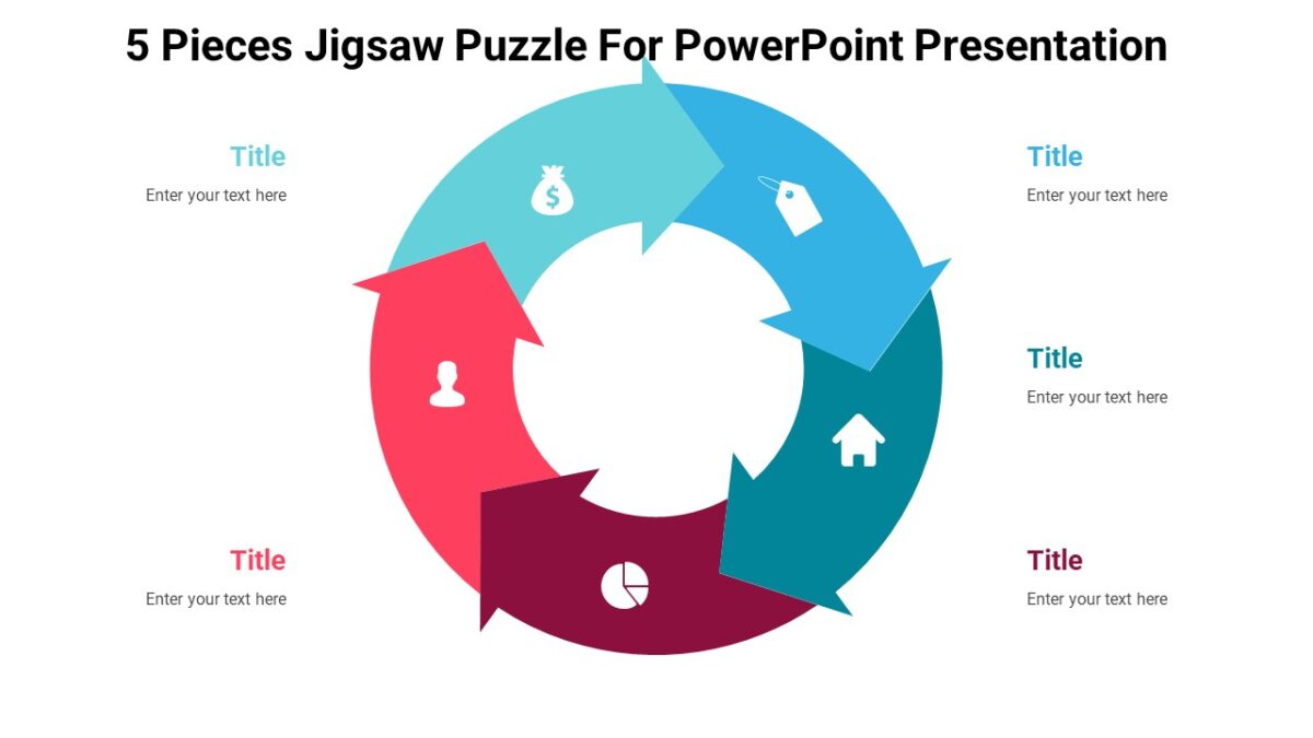 5 Pieces Jigsaw Puzzle For PowerPoint Presentation : 100% Editable PPTx