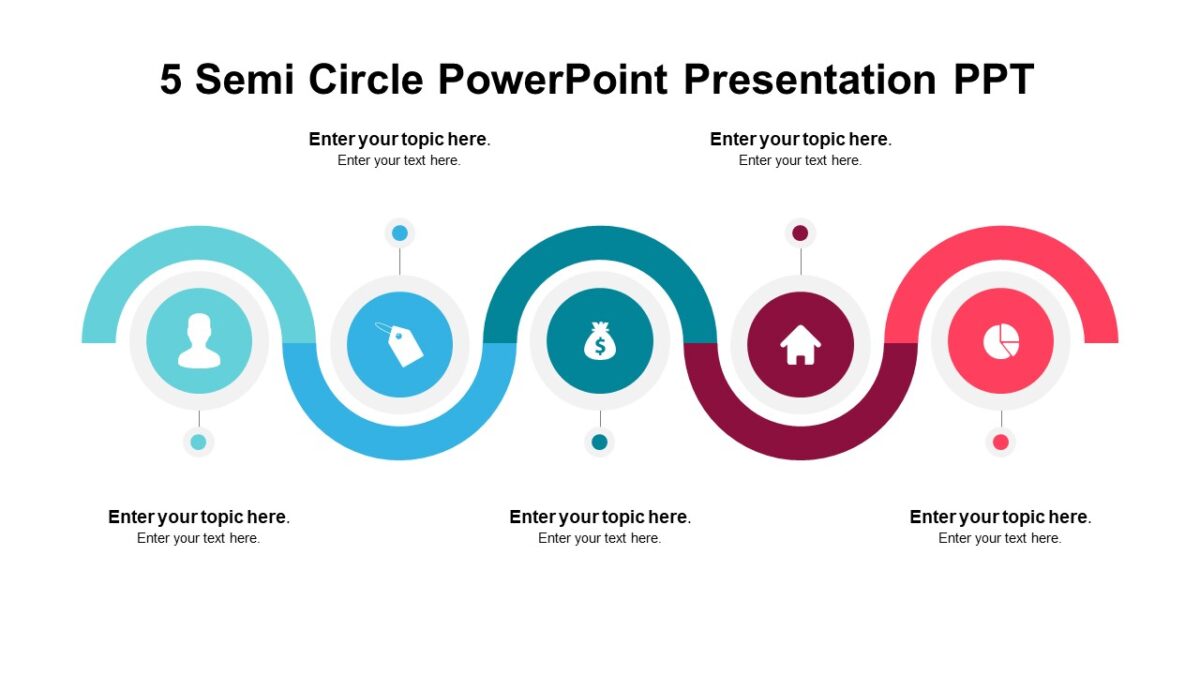 5 Semi Circle PowerPoint Presentation PPT : 100% Editable PPTx