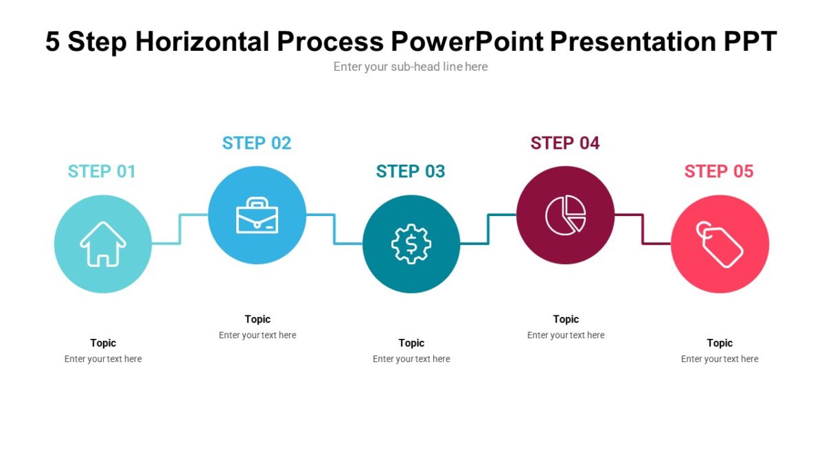 5 Step Horizontal Process PowerPoint Presentation PPT : 100% Editable PPTx