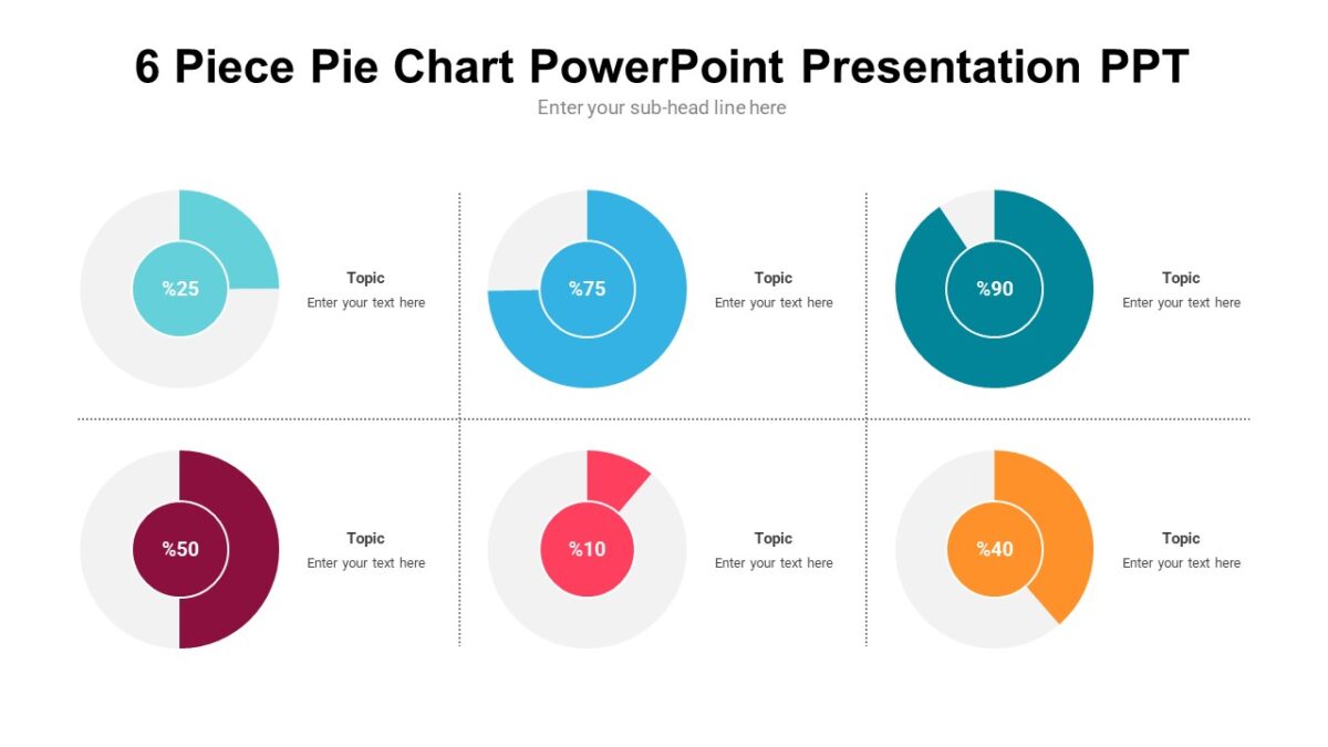 6 Piece Pie Chart PowerPoint Presentation PPT : 100% Editable PPTx