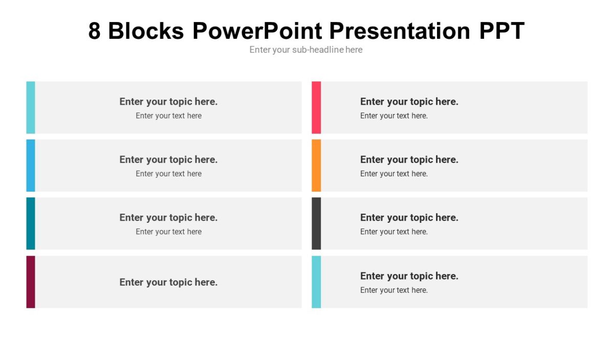 8 Blocks PowerPoint Presentation PPT : 100% Editable PPTx