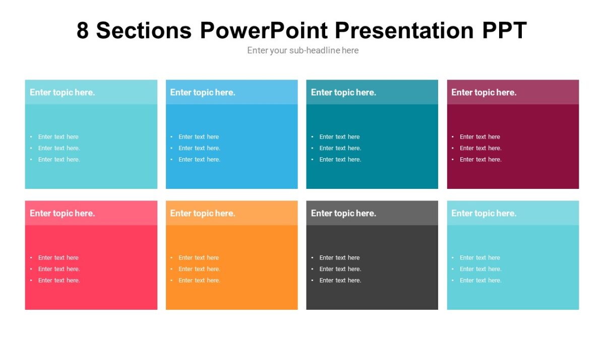 8 Sections PowerPoint Presentation PPT : 100% Editable PPTx