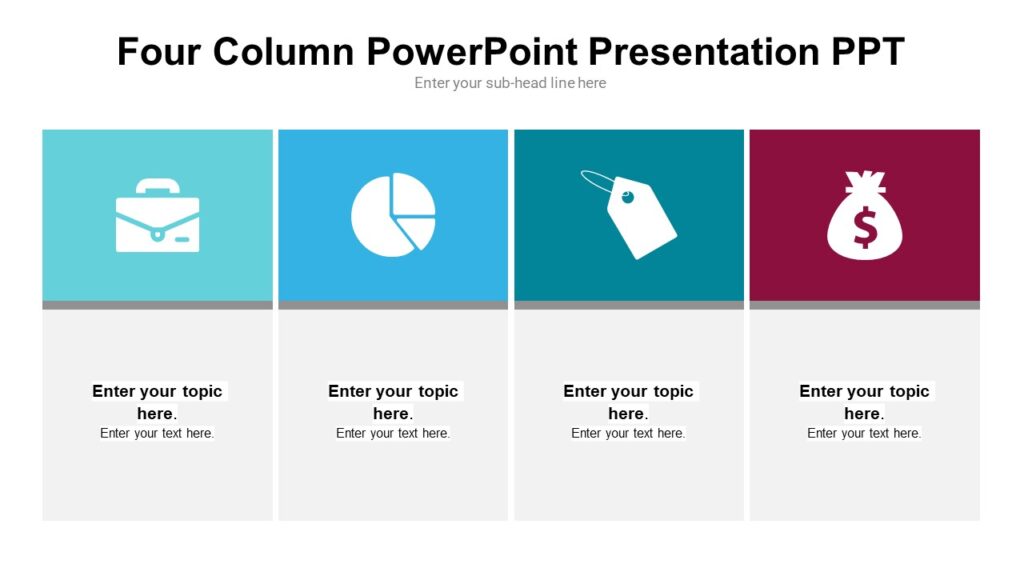 Four Column PowerPoint Presentation PPT : 100% Editable PPTx