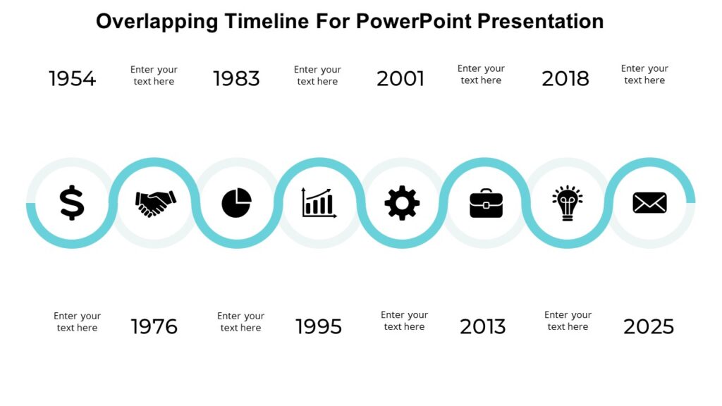 Overlapping Timeline For PowerPoint Presentation : 100% Editable PPTx