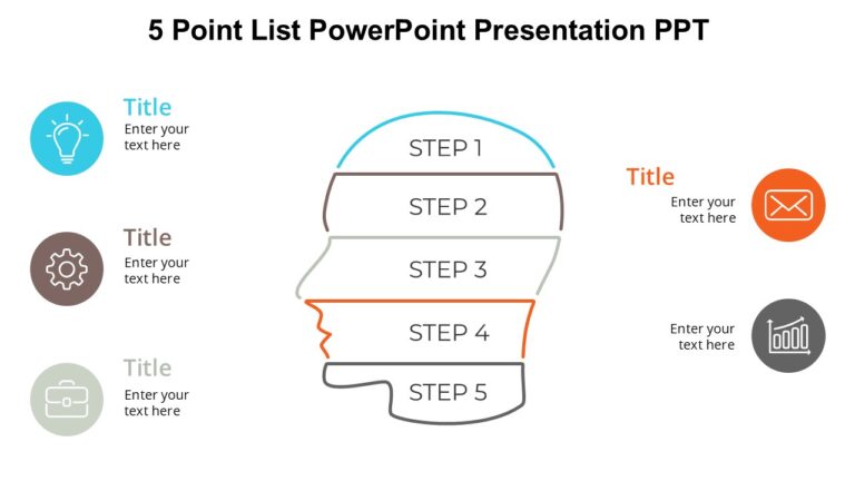 5 Point List PowerPoint Presentation PPT : 100% Editable PPTx