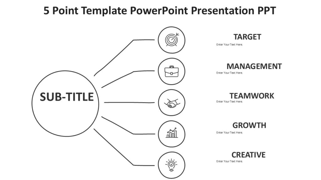 5 Point Template PowerPoint Presentation PPT : 100% Editable PPTx