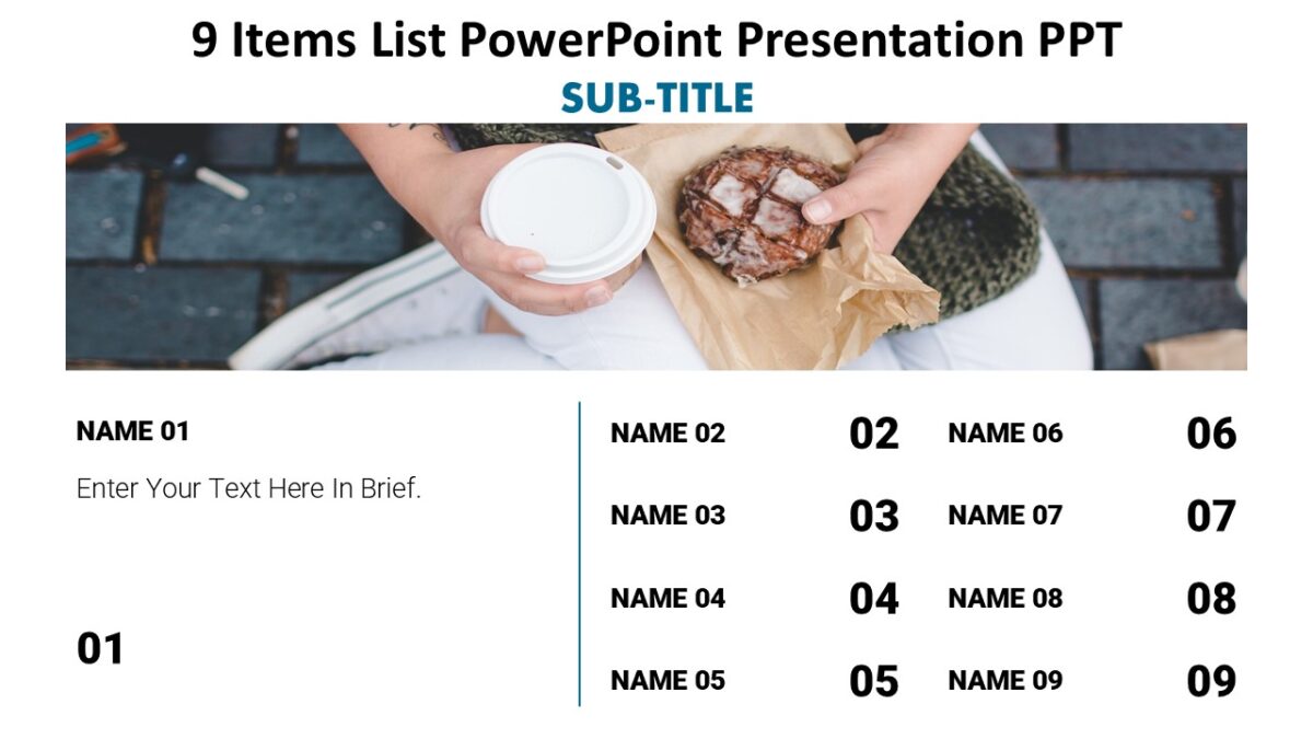 9 Items List PowerPoint Presentation PPT : 100% Editable PPTx