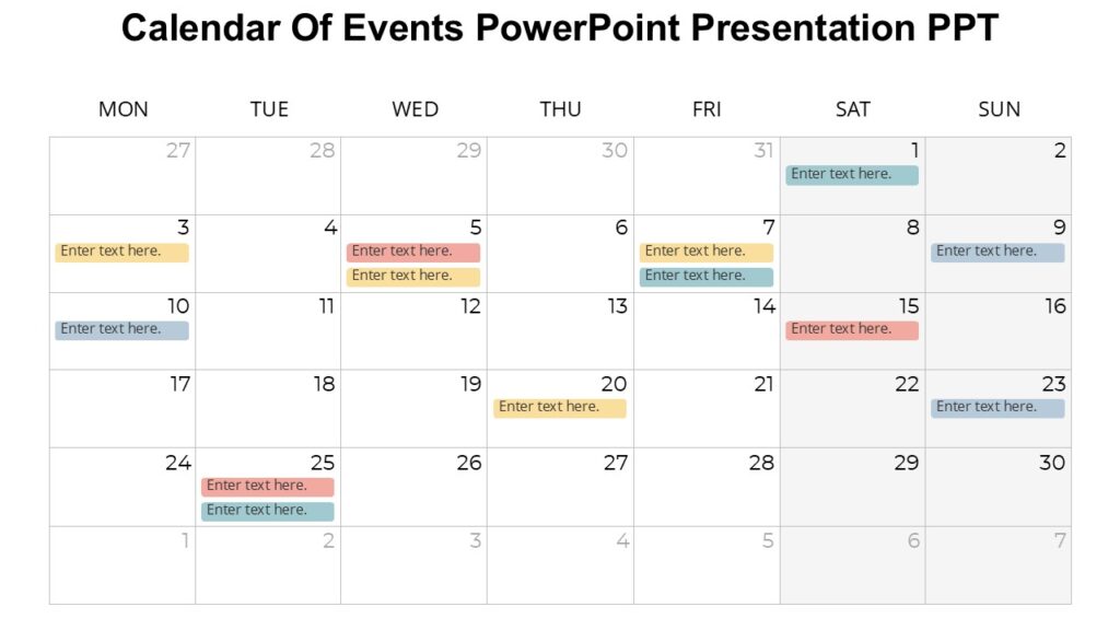 Calendar Of Events PowerPoint Presentation PPT : 100% Editable PPTx