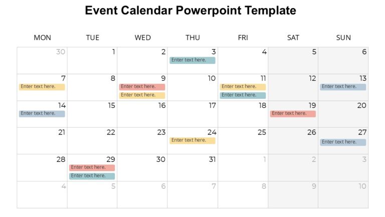 Event Calendar Powerpoint Template : 100% Editable PPTx