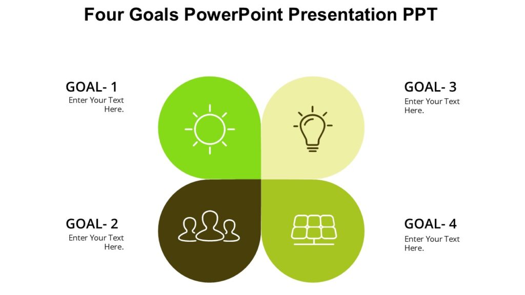 Four Goals PowerPoint Presentation PPT : 100% Editable PPTx