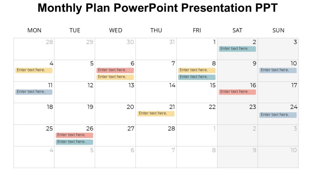 Monthly Plan PowerPoint Presentation PPT : 100% Editable PPTx