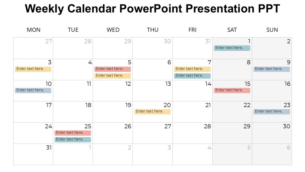 Weekly Calendar PowerPoint Presentation PPT - PPTUniverse