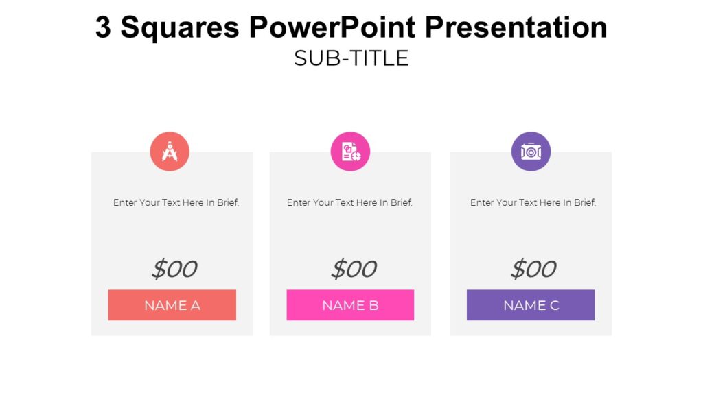 3 Squares PowerPoint Presentation - PPTUniverse