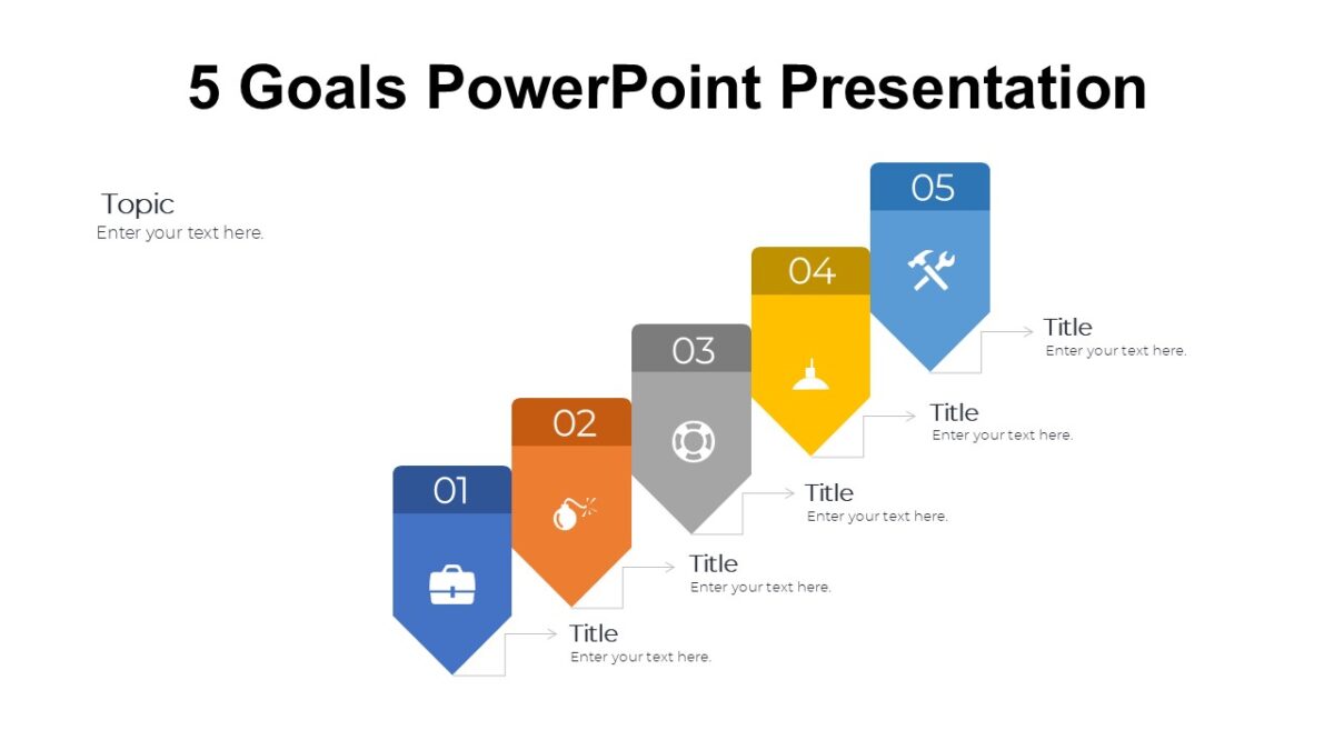 5 Goals PowerPoint Presentation : 100% Editable PPTx