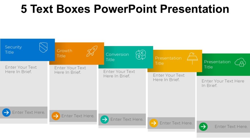 5 Text Boxes PowerPoint Presentation : 100% Editable PPTx