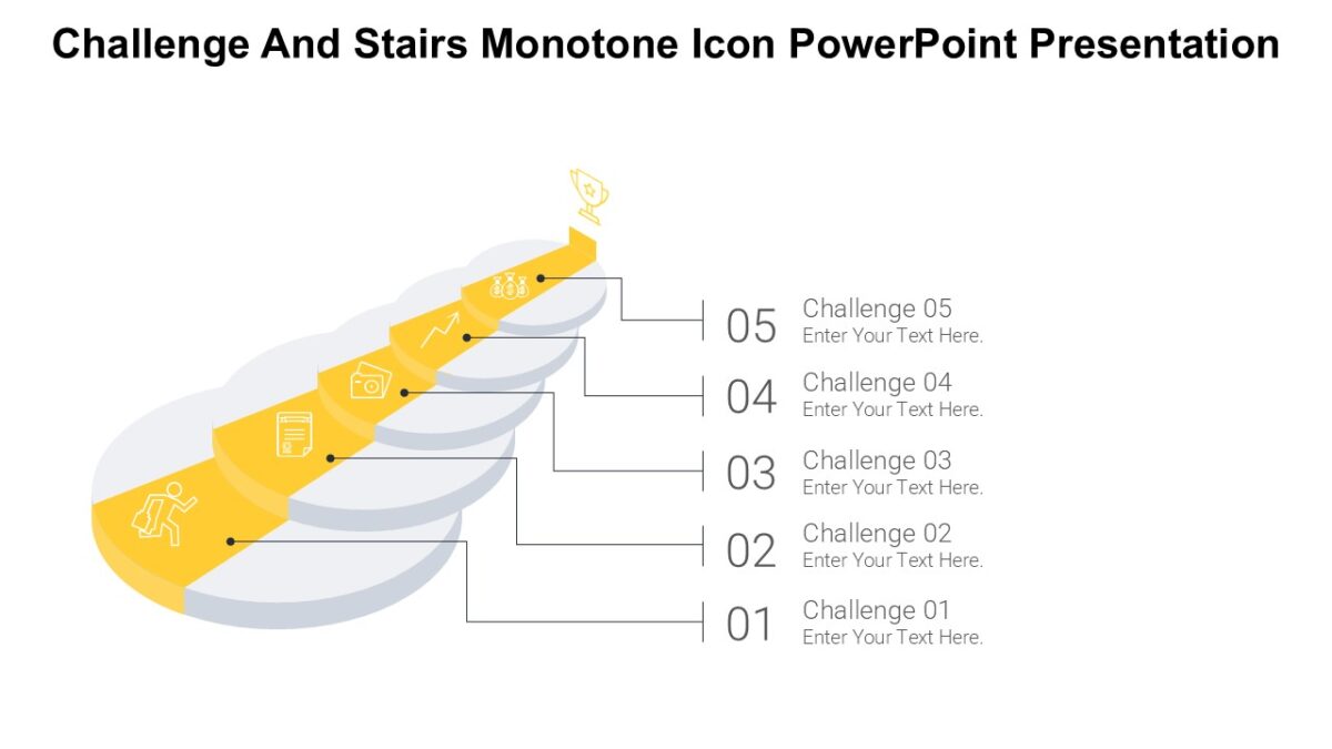 Challenge And Stairs Monotone Icon PowerPoint Presentation - PPTUniverse